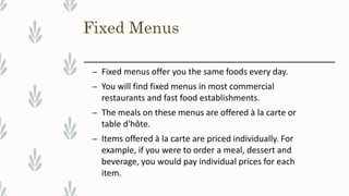 Menu planning | PPT