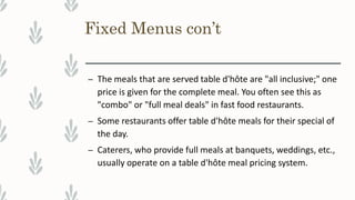 Menu planning | PPT