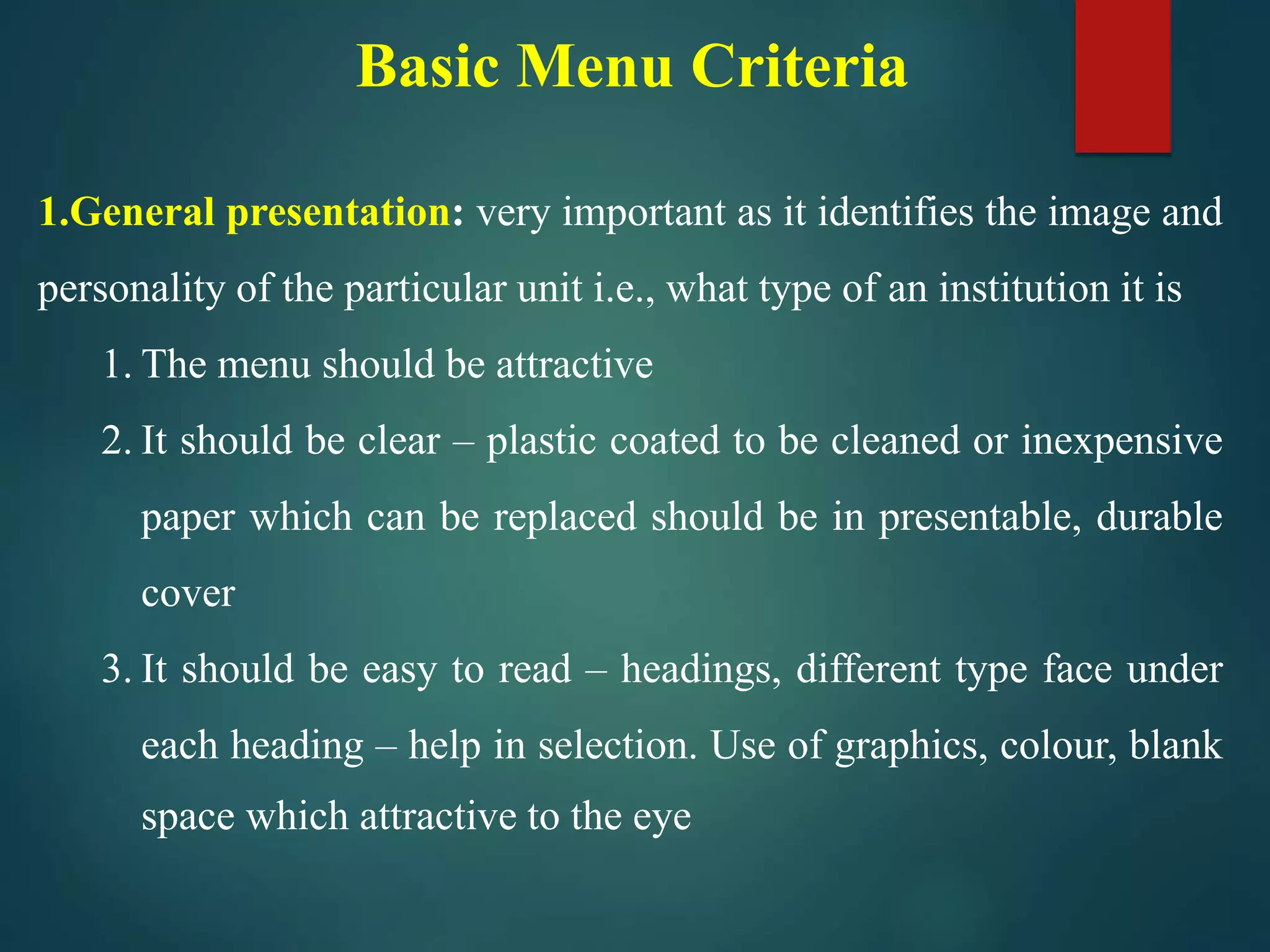 Menu planning | PPTX