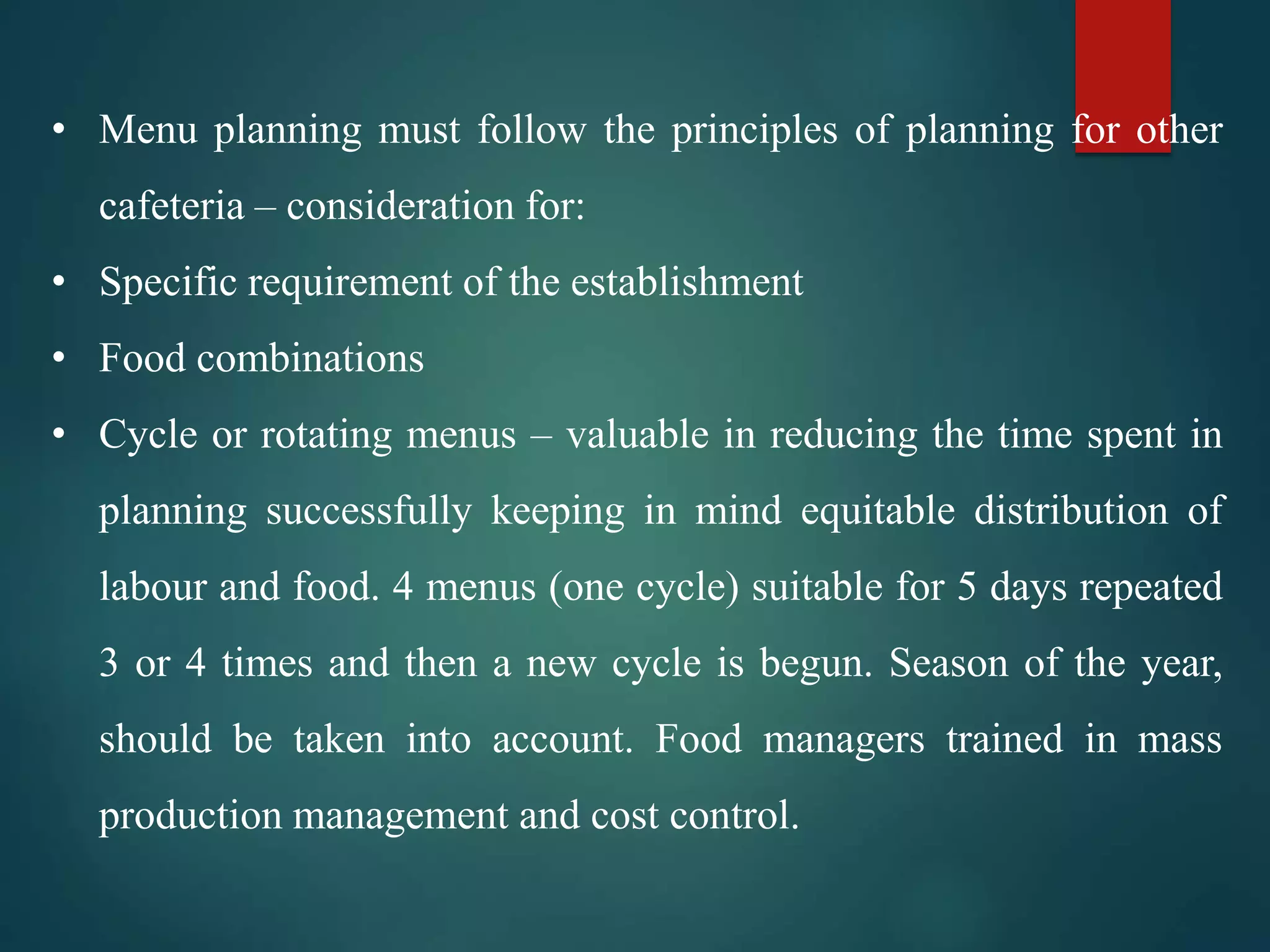 Menu planning | PPTX