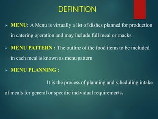 Menu planning | PPTX