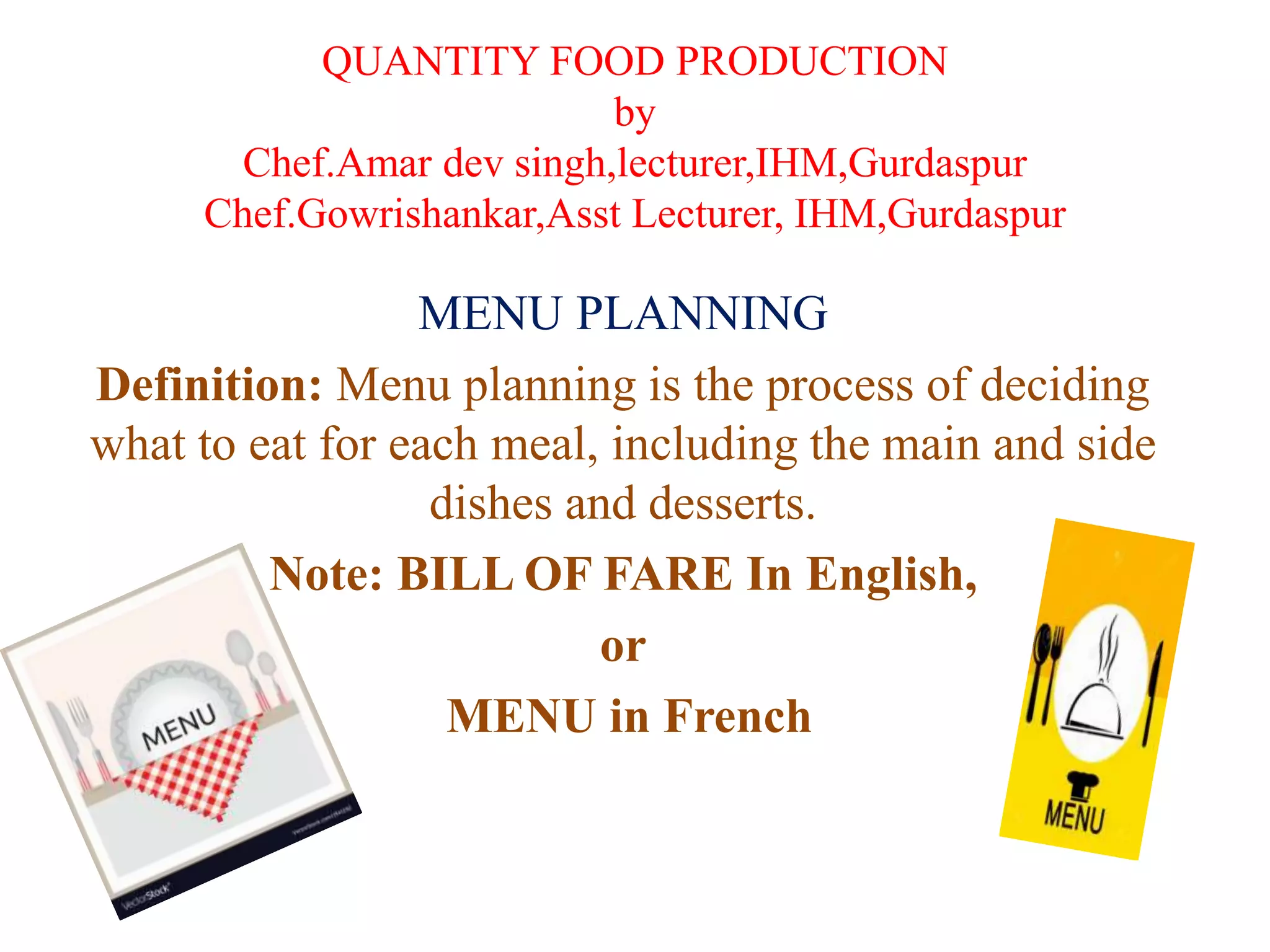 menu planning.ppt | Cooking | Food & Drink