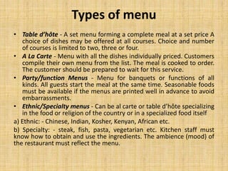 Menu planning and basic marketing | PPTX