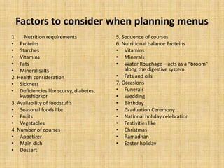 Menu planning and basic marketing | PPTX | Food Industry | Industries