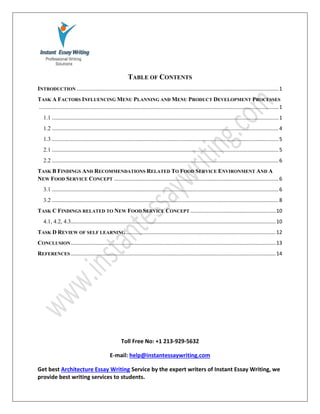 Sample Report on Menu planning and product development By Instant Essay ...