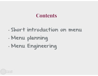 Menu plannings and menu engineering | PPT