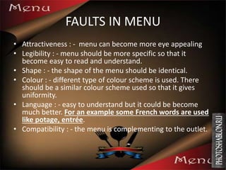 Menu planning slide | PPTX | Bars & Restaurants | Attractions