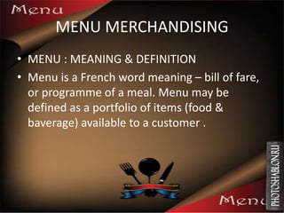 Menu planning slide | PPTX | Bars & Restaurants | Attractions