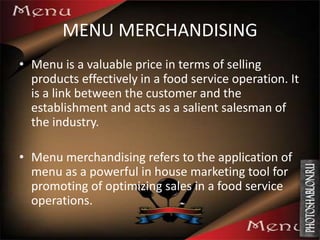 Menu planning slide | PPTX | Bars & Restaurants | Attractions