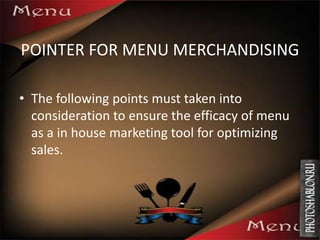 Menu planning slide | PPTX | Bars & Restaurants | Attractions