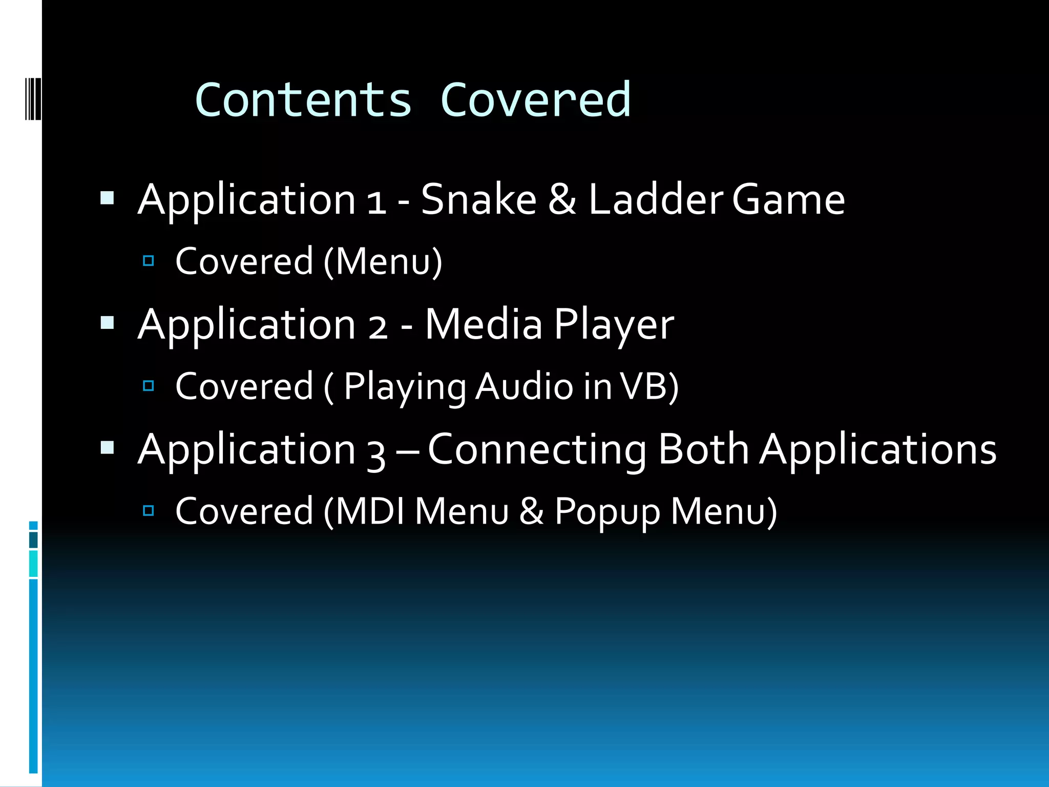 Menu pop up menu mdi form and playing audio in vb | PPTX