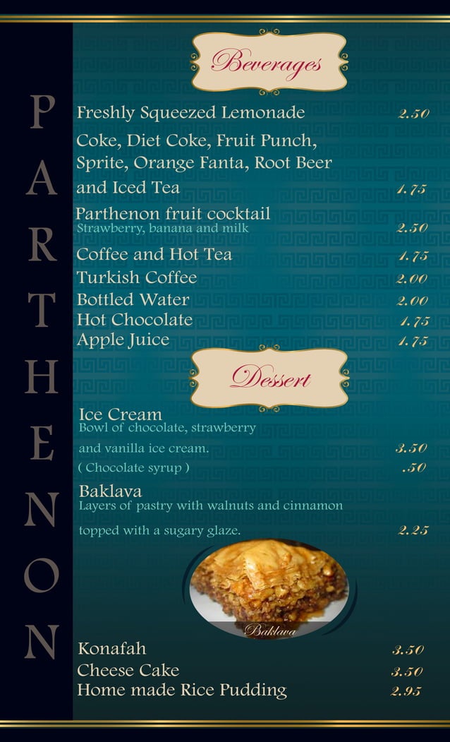 Parthenonindy Restaurant - Menu | PDF | Food & Drink