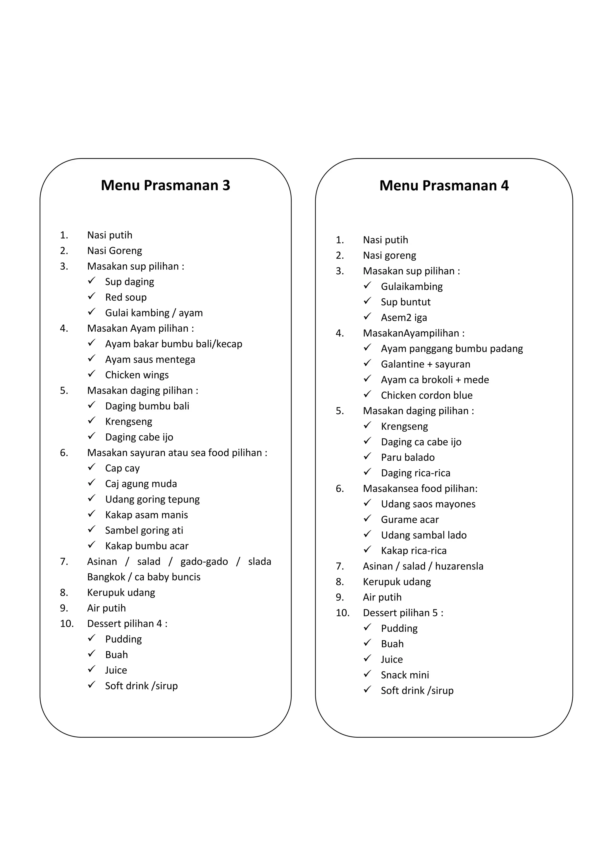 Paket Menu Prasmanan | PDF