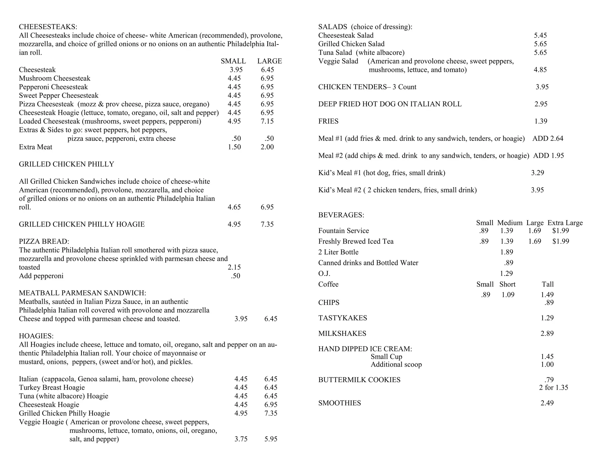 Roy's Cheesesteak Menu | PDF