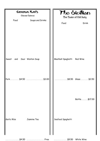 Menus | PDF