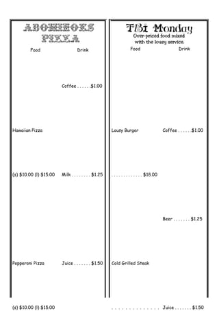 Menus | PDF