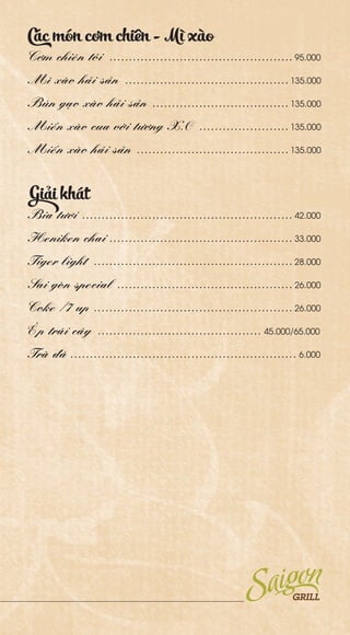 Menu saigon grill vn | PDF