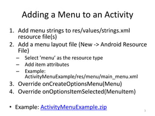 MenusAnddailogsinandroidddfdadusjsjdjdjs | PPT