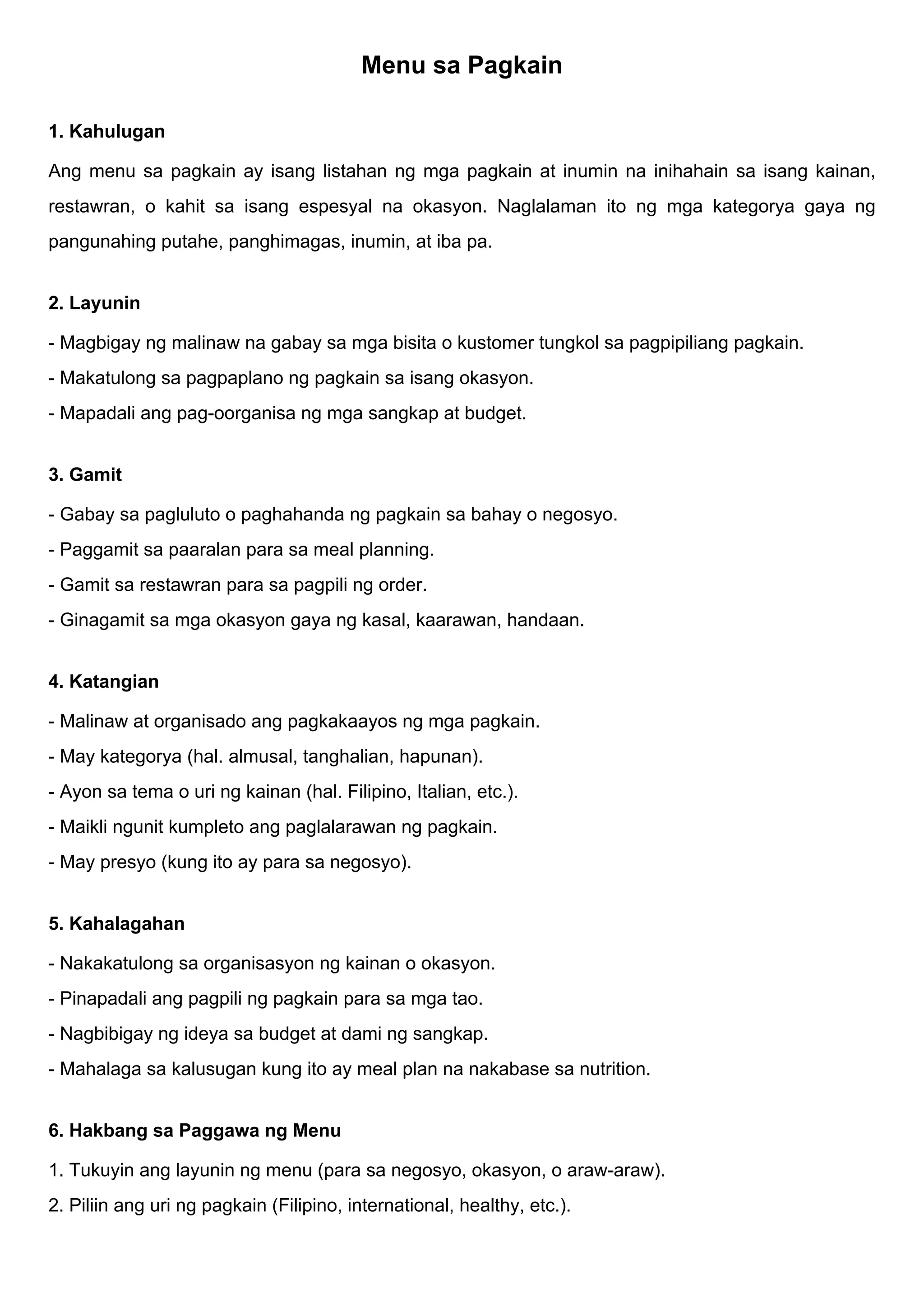Menu_sa_Pagkain_Report (2).pdf. Vincent. | PDF