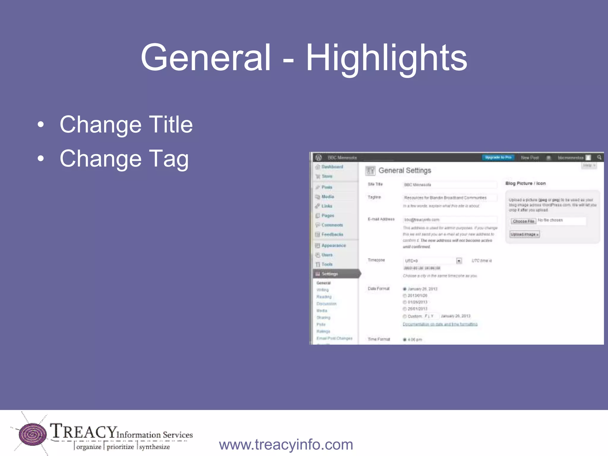 WordPress Menus, Settings & Links | PPTX