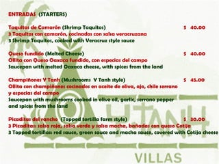 Menus villa para web | PPT