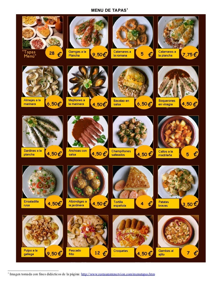 Menu Tapas Menu Tapas