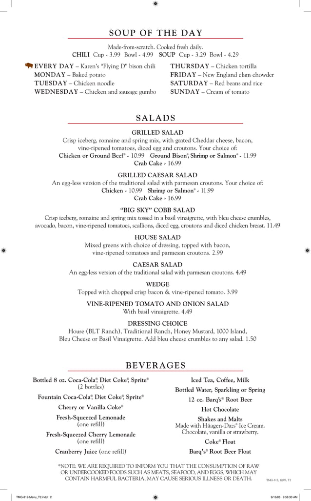 Menu Ted's Grill | PDF
