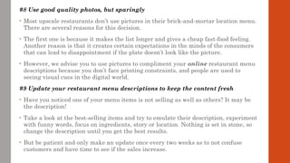 How to write effective Menus in Hospitality | PPTX