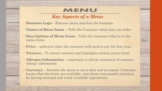 How to write effective Menus in Hospitality | PPTX