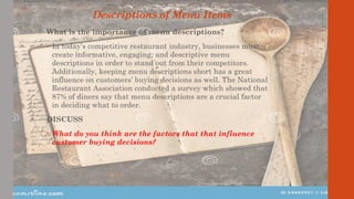 How to write effective Menus in Hospitality | PPTX