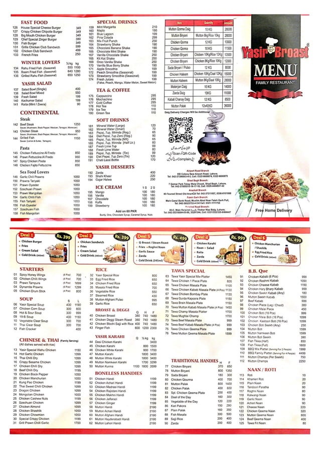 Yasir Broast Menu with Deals - Aug 2022 | PDF