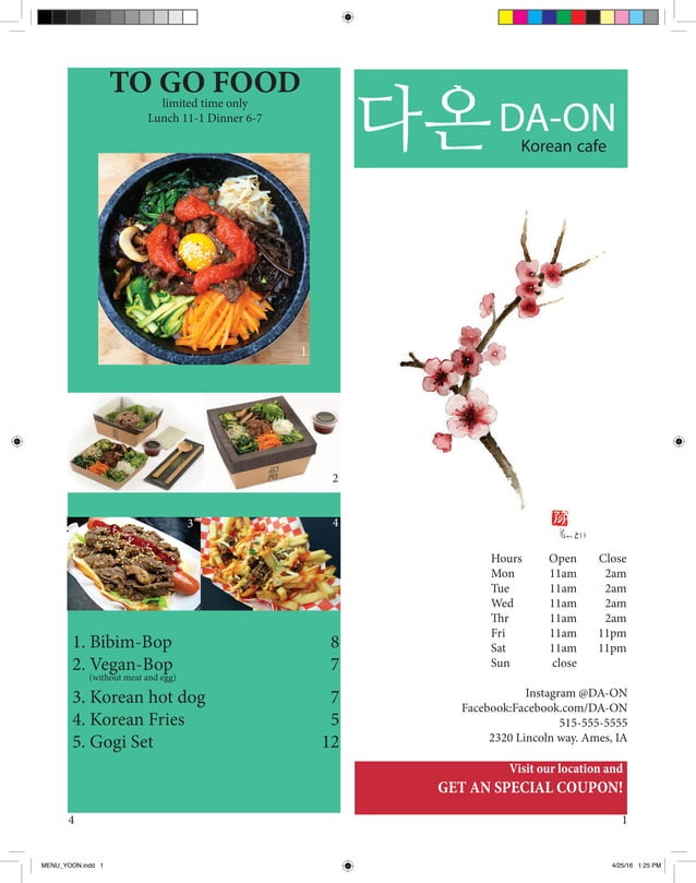 DAON Cafe-Restaurant Menu | PDF