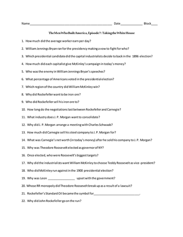 Men who built america episode 7 taking the white house | PDF