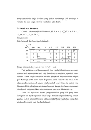Menyederhanakan fungsi boolean dengan menggunakan metode quin1 | DOCX