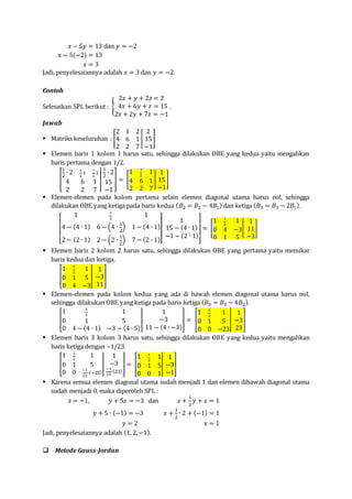 Menyelesaikan sistem persamaan linear dengan operasi baris elementer | DOCX