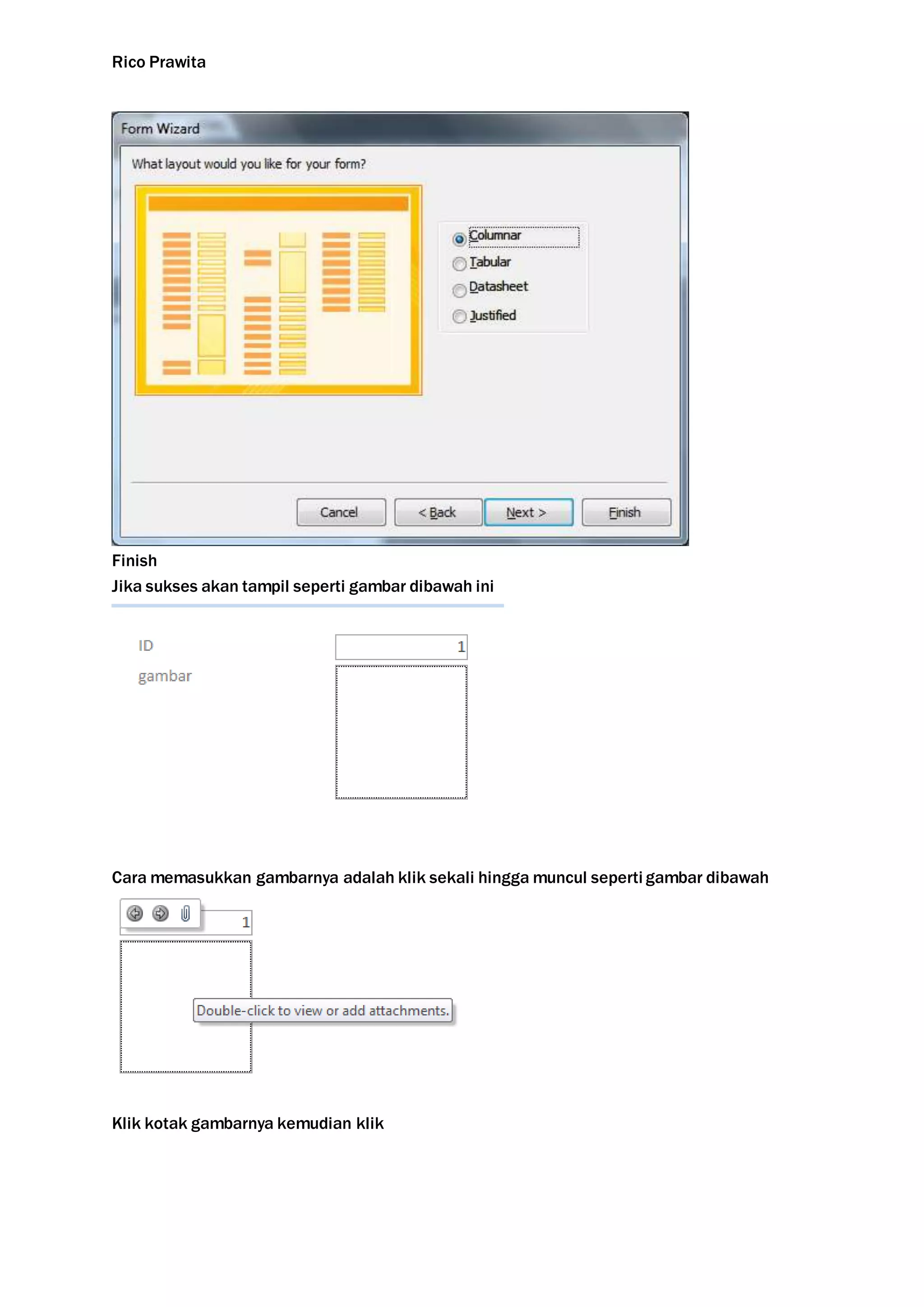 Menyimpan dan menampilkan gambar pada acces | DOCX