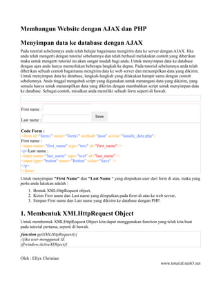 Menyimpan Data Ke Database Dengan Ajax Dan PHP | PDF