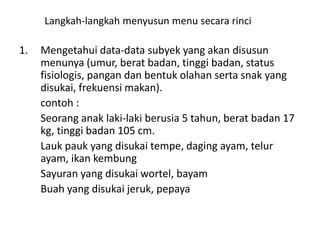 MENYUSUN MENU KELUARGA SEHAT BERDASARKAN USIA | PDF