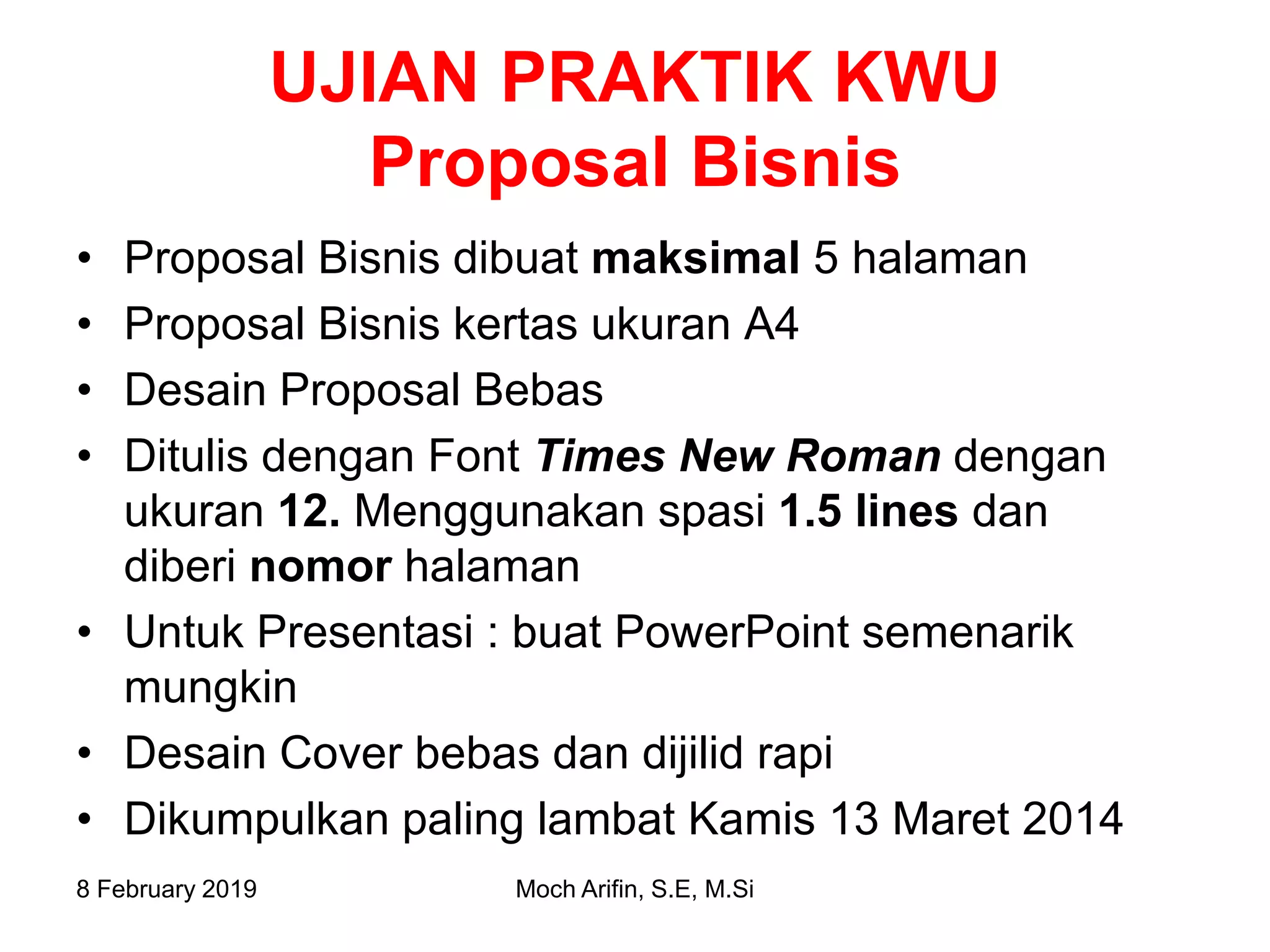 Menyusun proposal usaha kwu | PPTX