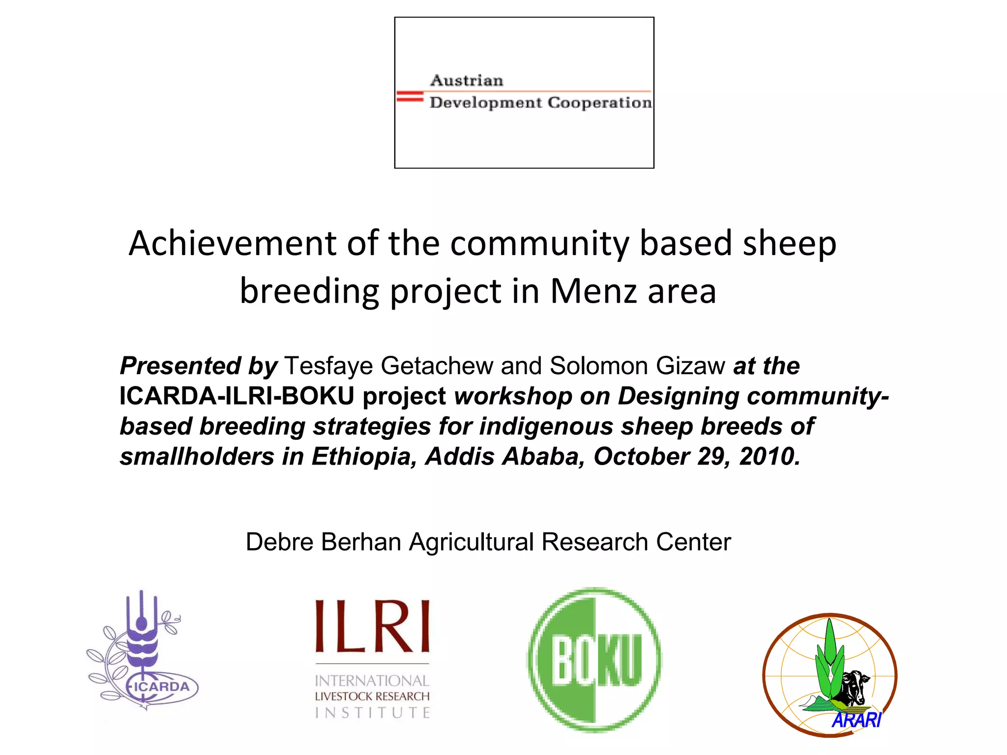 Achievement of the community based sheep breeding project in Menz area ...