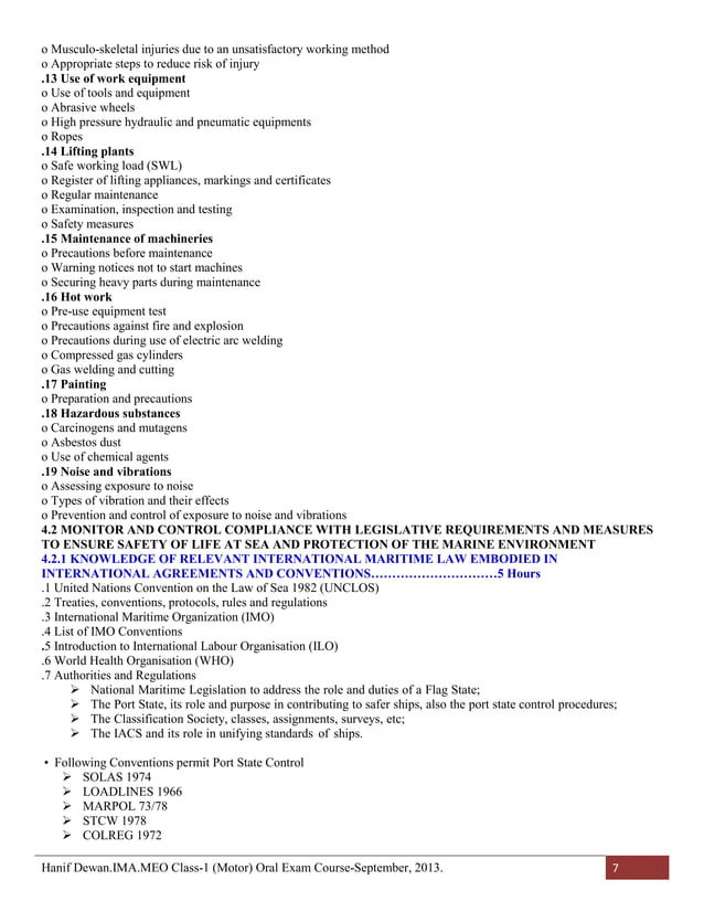 Department of Shipping, Bangladesh approved MEO Class- 1 (Unlimited) CoC Oral Exam Preparatory ...