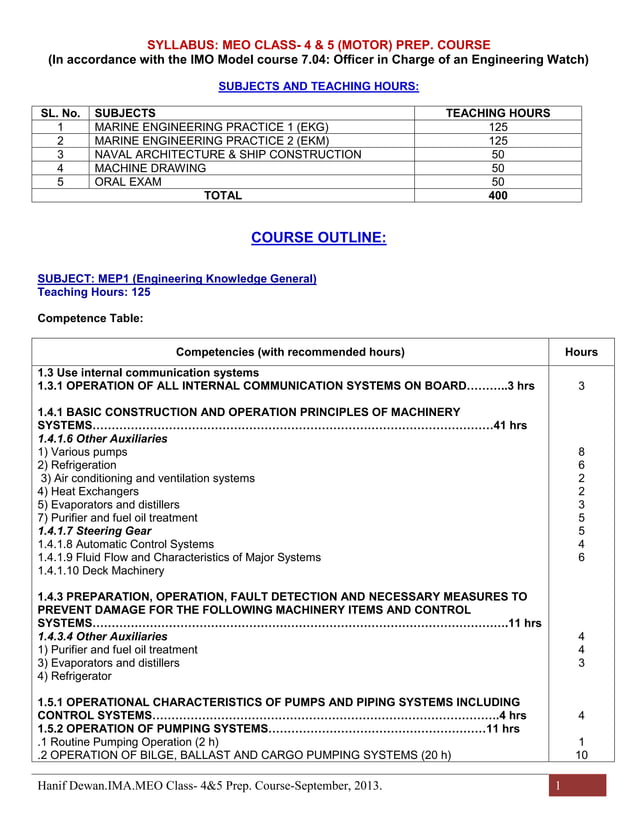 MEO Class 4&5 Prep. Course Syllabus | PDF | Science