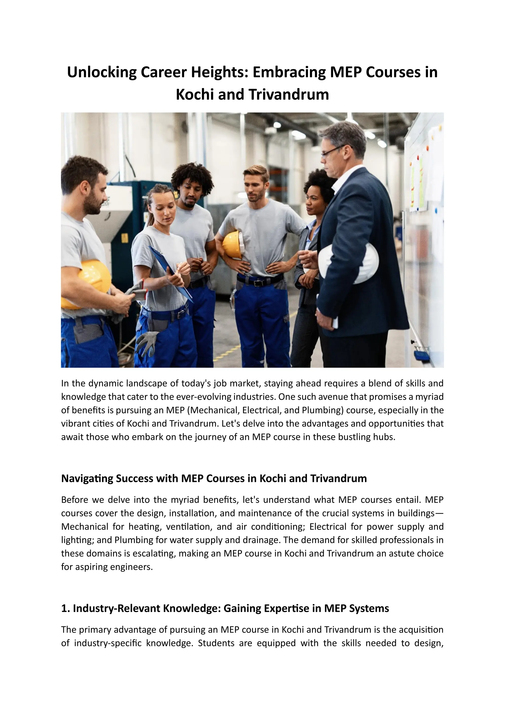 MEP course in Kochi and Trivandrum | PDF