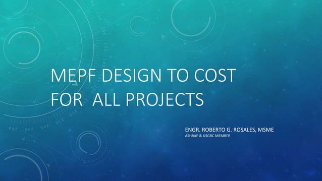 MEPF DESIGN TO COST | PPTX