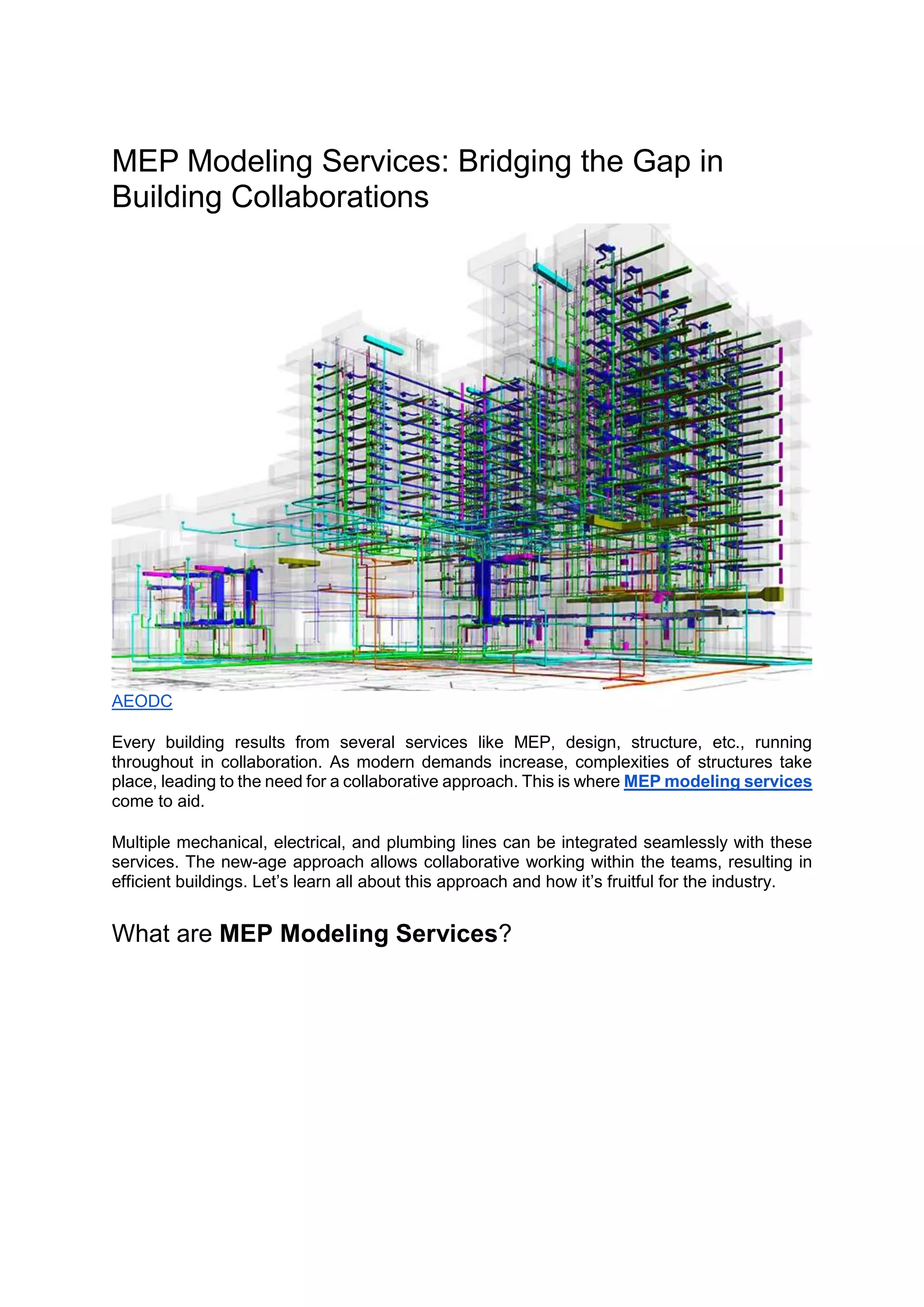 MEP Modeling Services New | DOCX | 3-D Graphics | Computer Software and ...