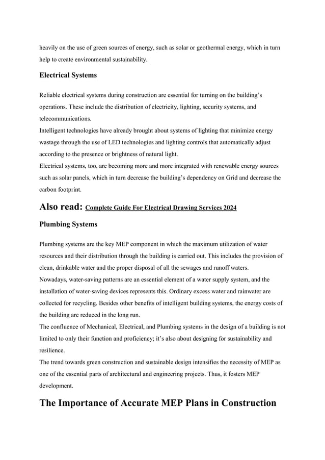 MEP Plans in Construction of Building and Industrial Projects 2024 | PDF