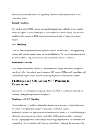 MEP Plans in Construction of Building and Industrial Projects 2024 | PDF