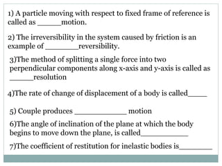 Mechanical Quiz final | PPTX