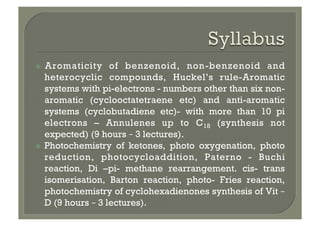 Aromaticity and Organic Photochemistry for PG Chemistry Students | PDF