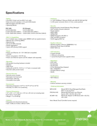 Meraki Datasheet MR16 | PDF